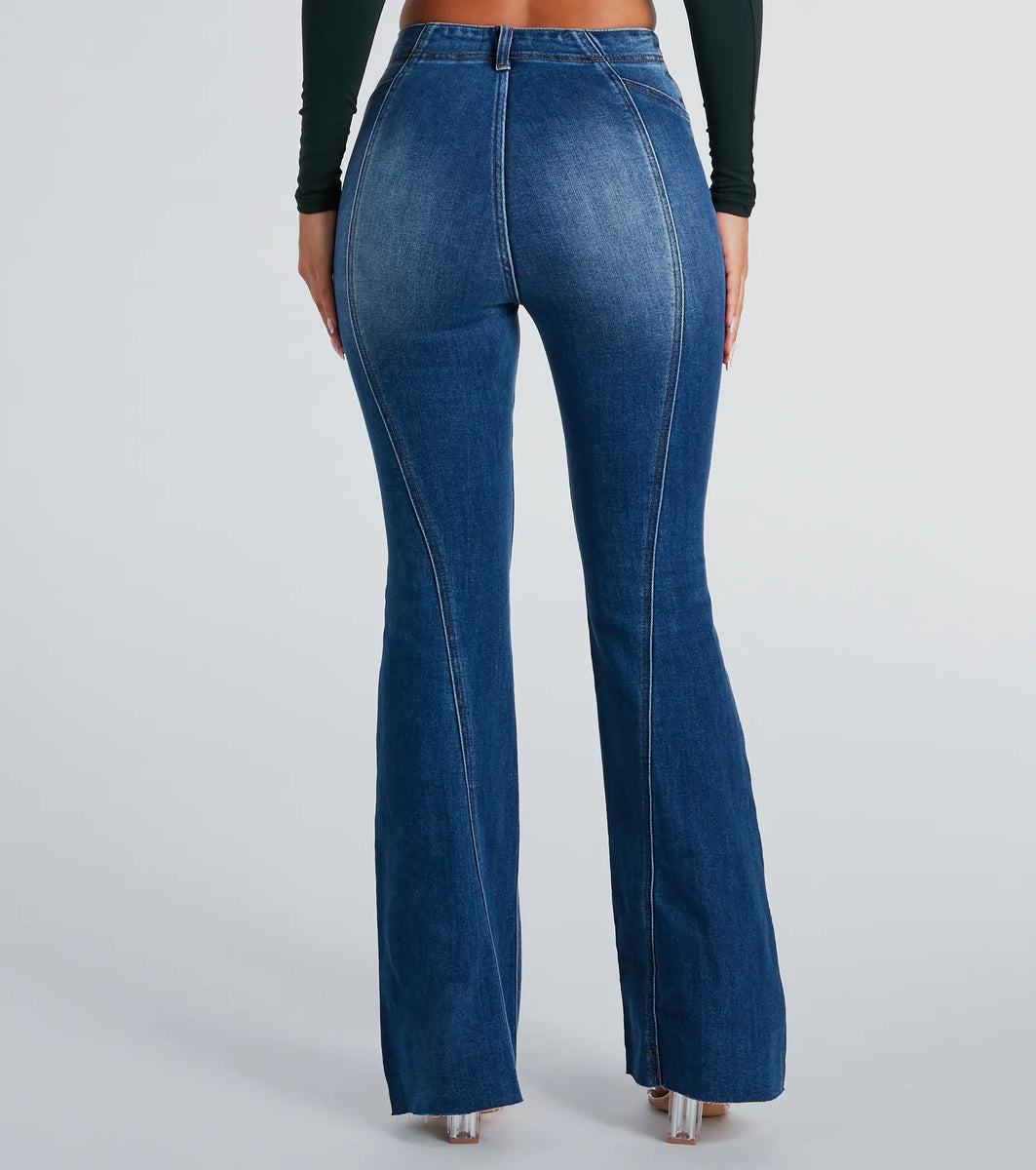 All Buttoned Up High-Rise Flare Denim Jeans & Windsor
