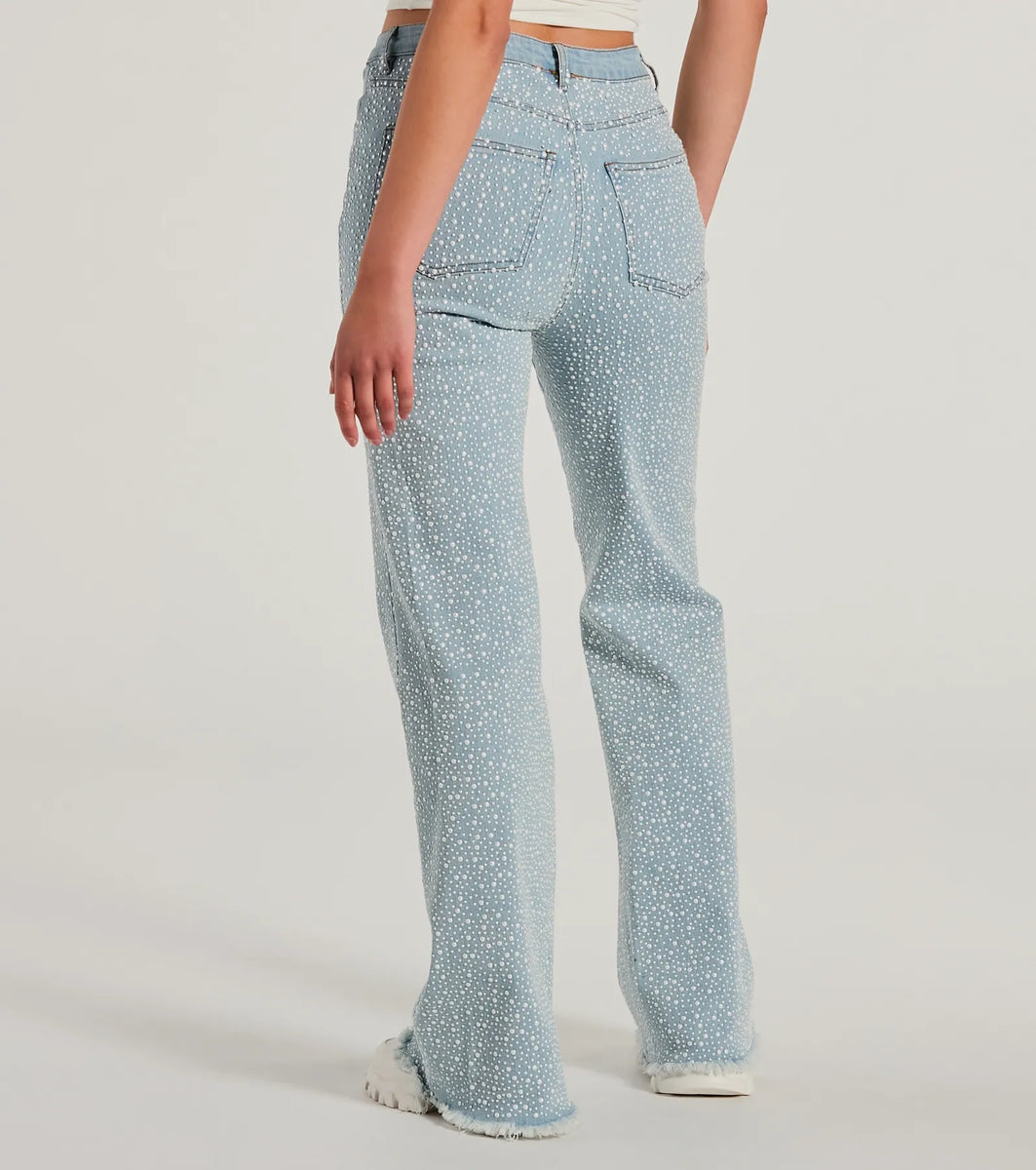 Beaming Perfection Faux Pearl Bootcut Denim Jeans & Windsor