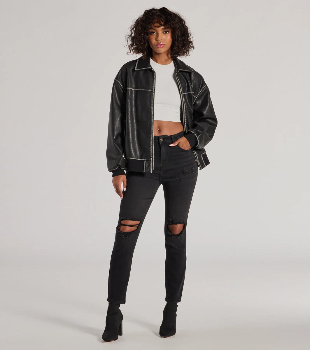 Edgy Mood High Rise Skinny Jeans & Windsor