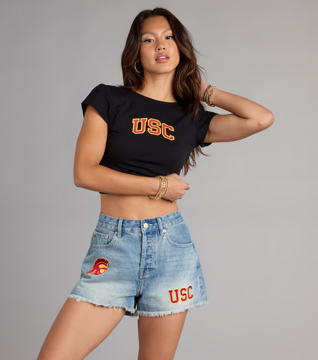 Fight On® USC® Patch Cut-Off Denim Shorts & Windsor