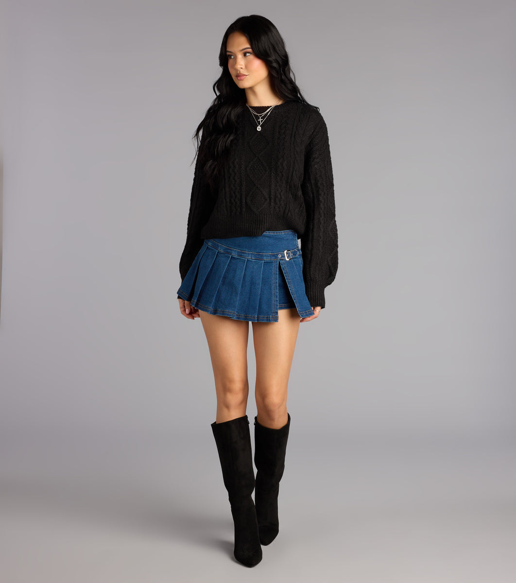Cool Intentions Pleated Denim Mini Skort & Windsor