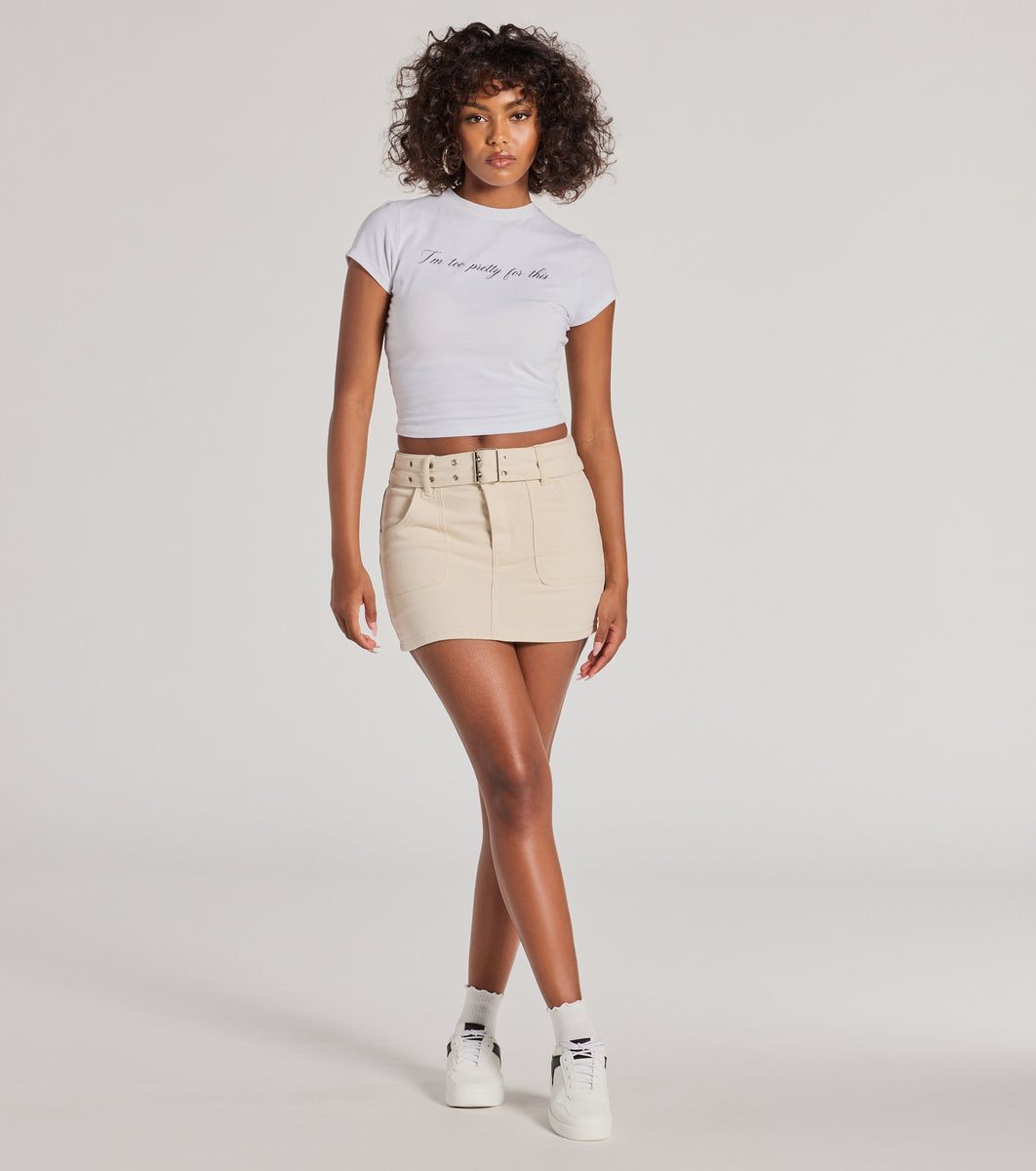 Casual Slay Mid Rise Belted Denim Skort & Windsor