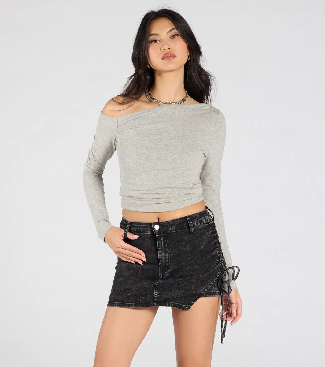 Always Cool Ruched Denim Mini Skort & Windsor