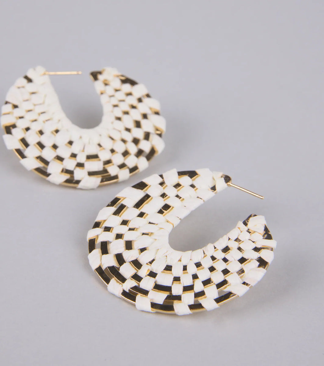 Sun Chaser Woven Raffia Hoop Earrings & Windsor