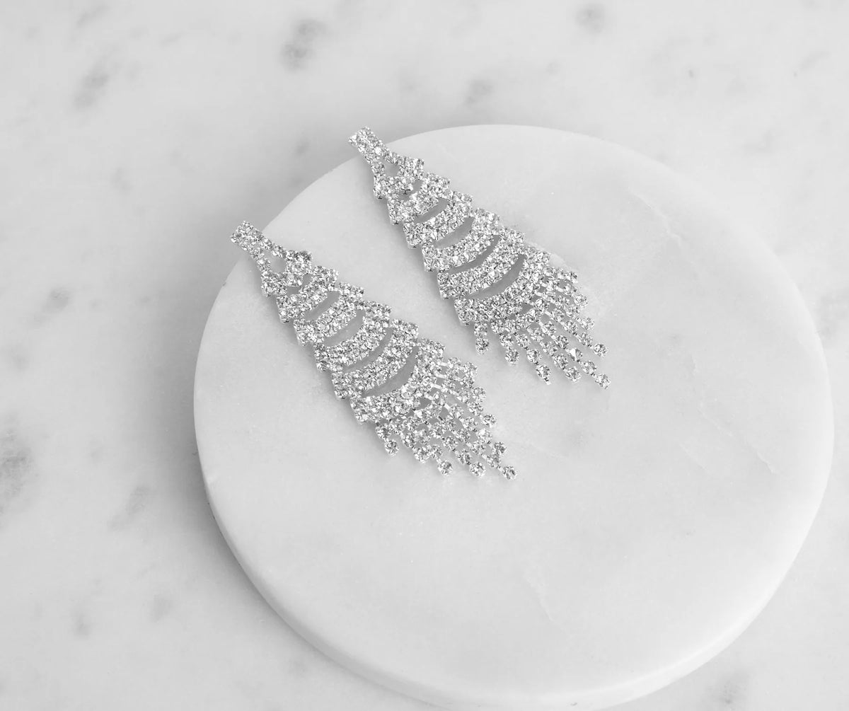 Sophisticated Rhinestone Duster Earrings & Windsor