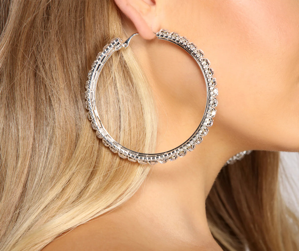 So Luxe Triple Row Rhinestone Hoops & Windsor