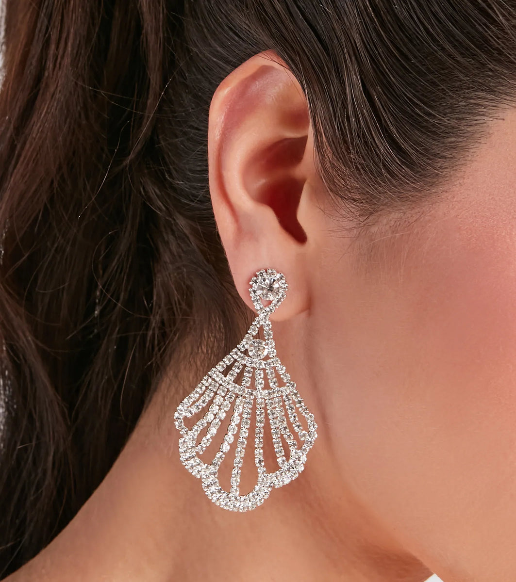 Under The Sea Glam Rhinestone Shell Earrings & Windsor