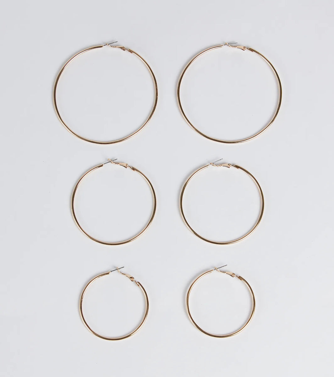 Essential Three-Pack Hoop Earrings Set & Windsor