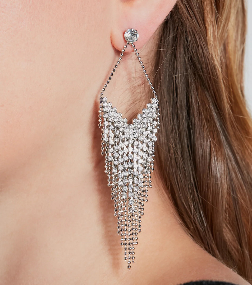 Match My Vibe Rhinestone Fringe Earrings & Windsor