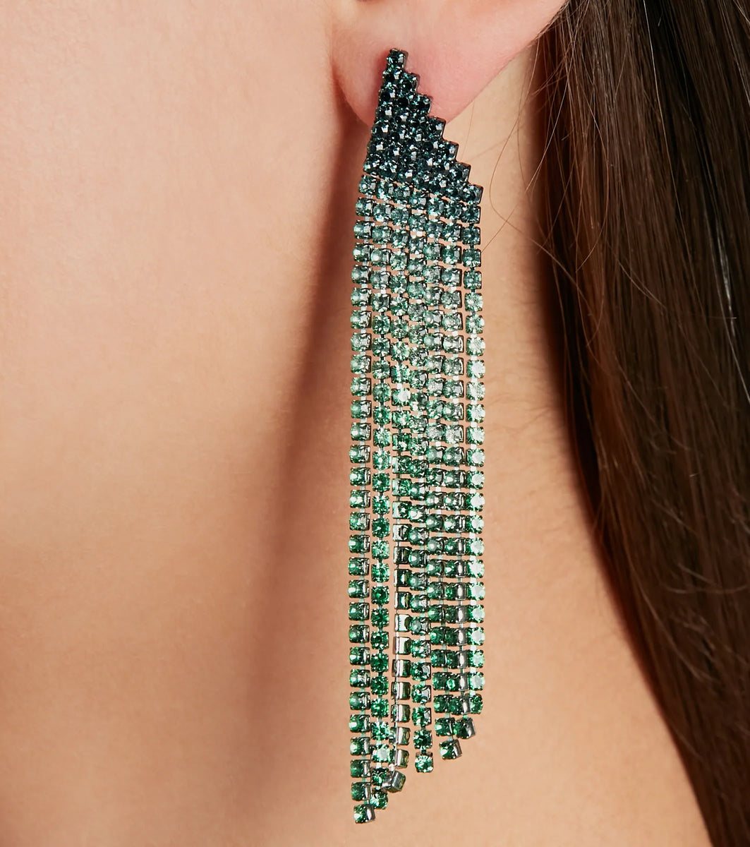 Bold Allure Ombre Rhinestone Fringe Earrings & Windsor