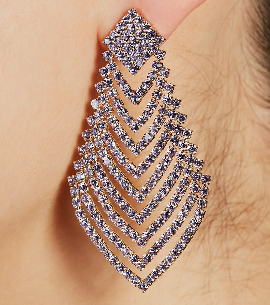 Glam Factor Rhinestone Chandelier Earrings & Windsor