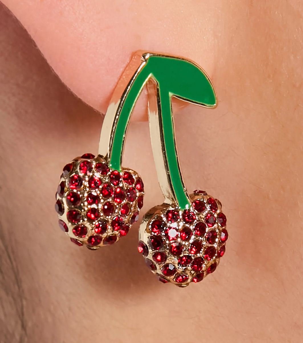 Perfect Topping Rhinestone Cherry Earrings & Windsor
