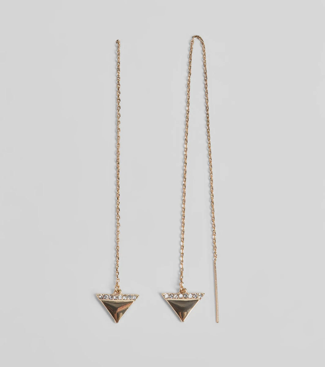 Glittery Goals Triangle Rhinestone Threader Earrings & Windsor