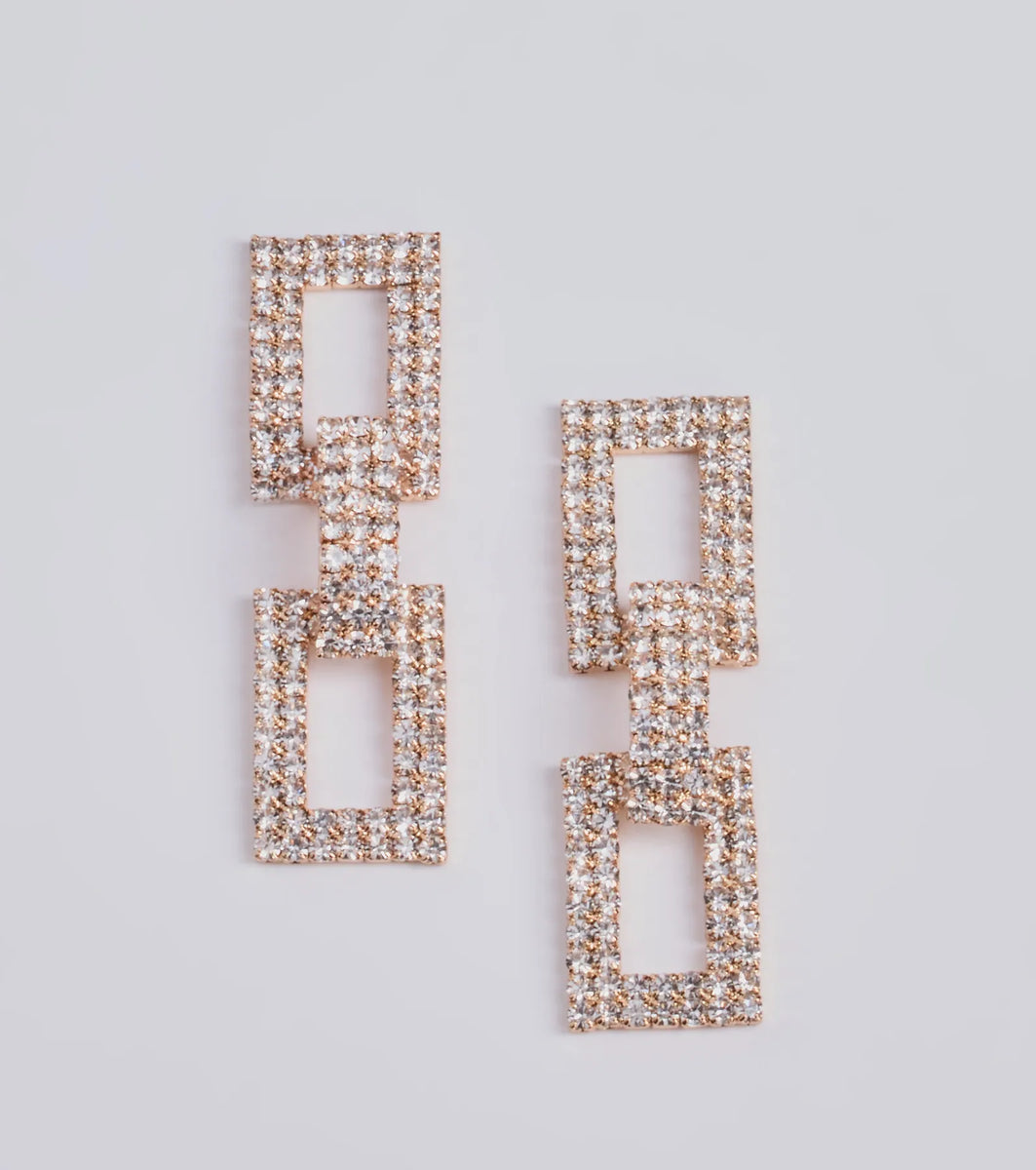 Radiant Glam Rhinestone Chain-Link Duster Earrings & Windsor