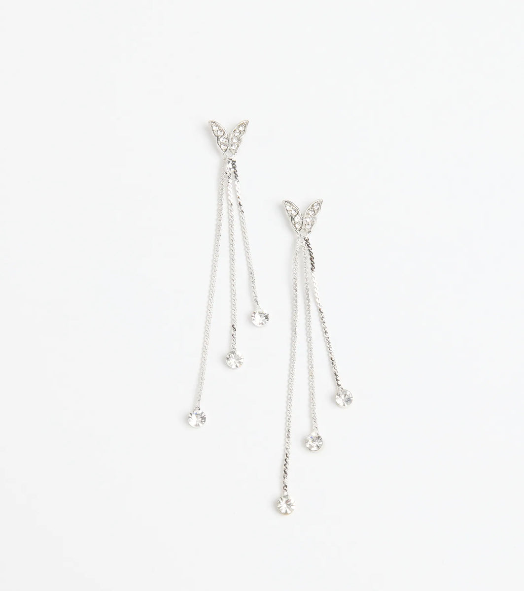 Dreamy Chic Rhinestone Butterfly Chain Earrings & Windsor