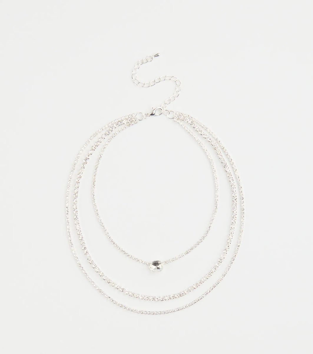 Chic Shine Rhinestone Layered Necklace & Windsor