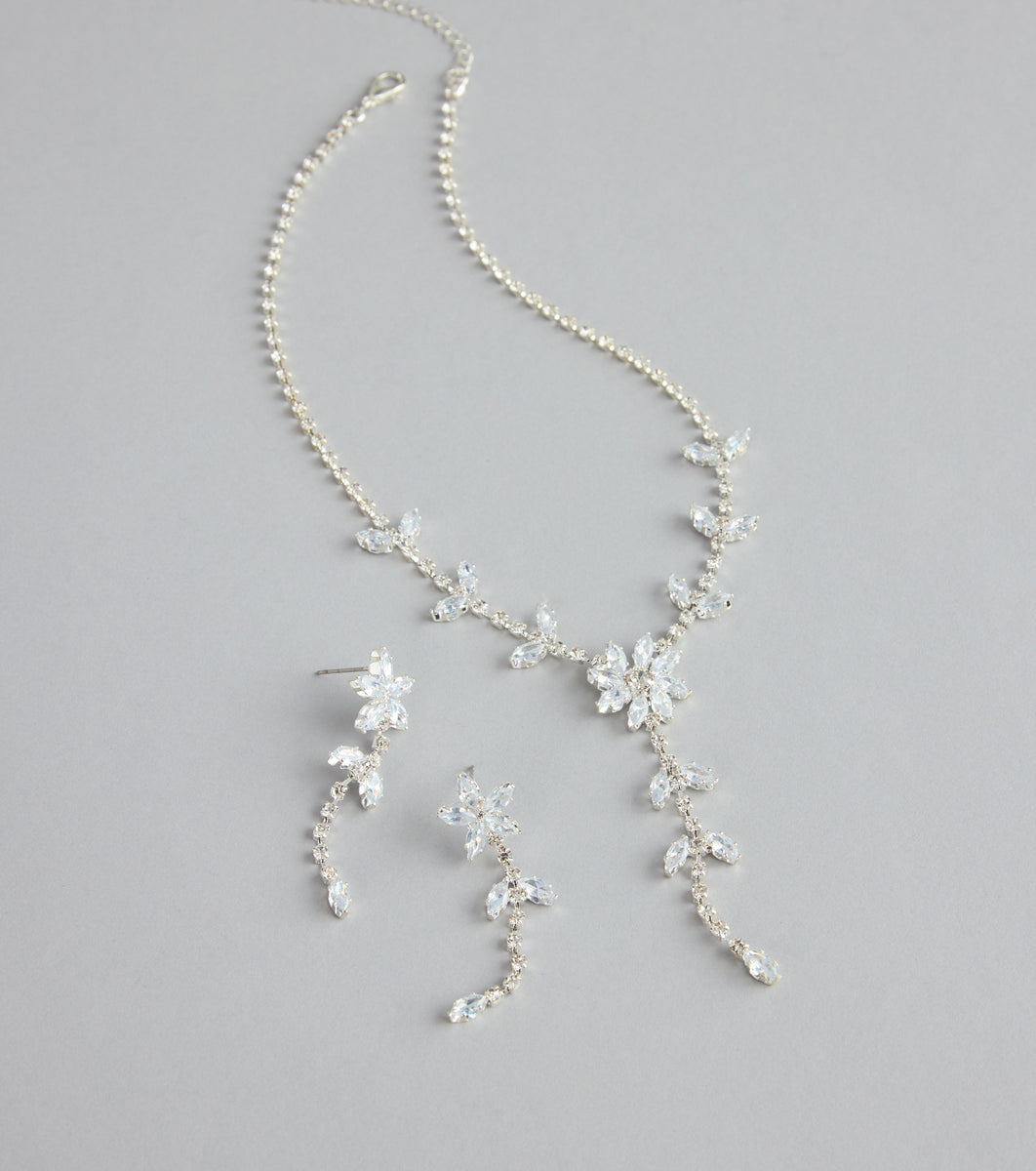 Starlet Bloom Rhinestone Necklace And Earrings Set & Windsor