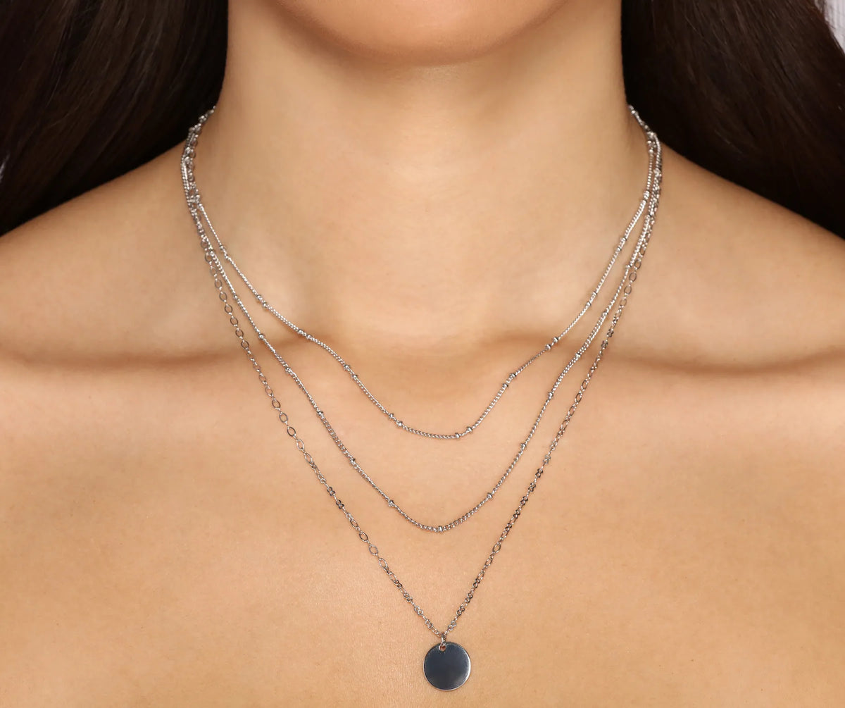 Three Row Layered Charm Necklace & Windsor