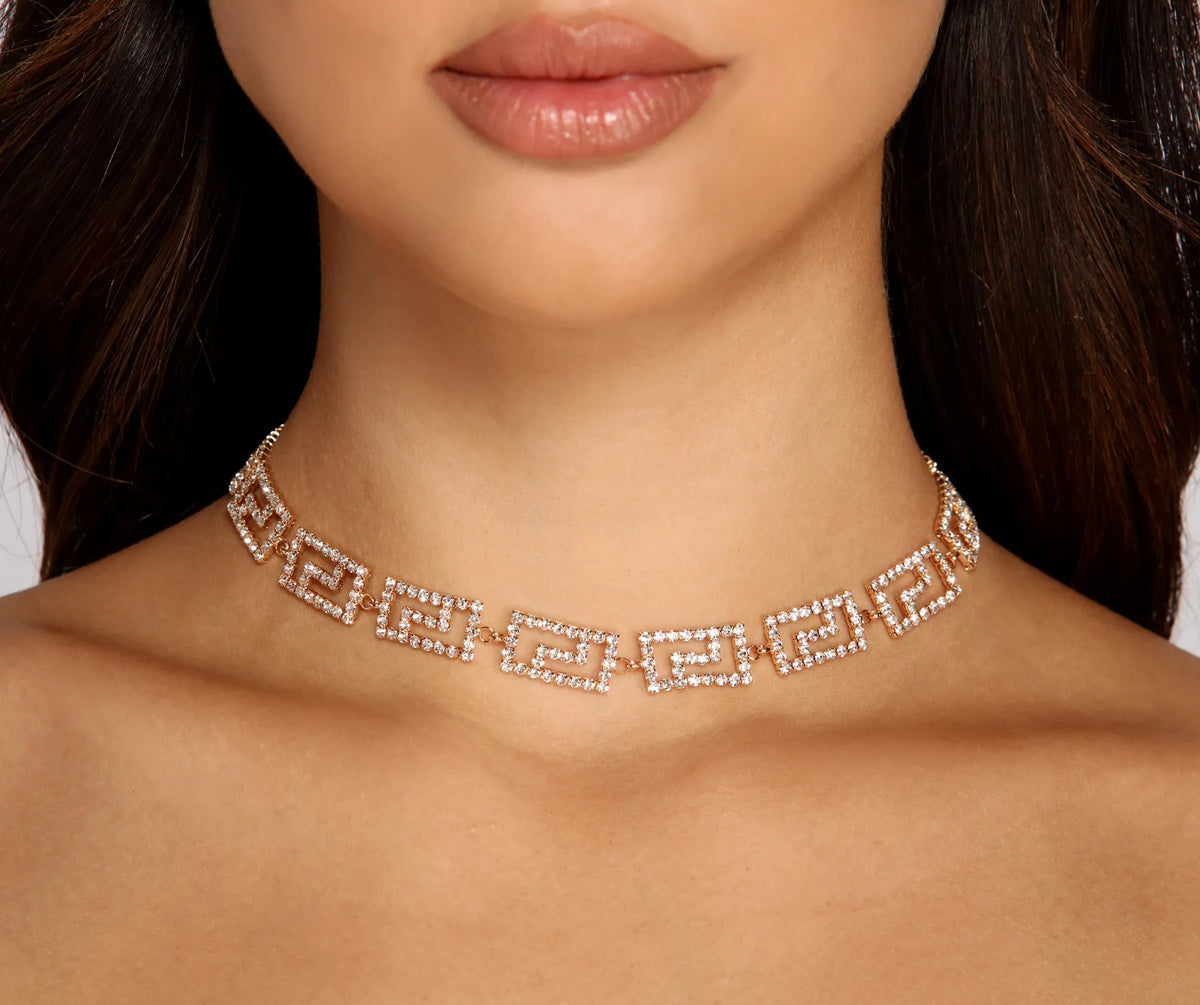 Chic Greek Key Choker Necklace & Windsor