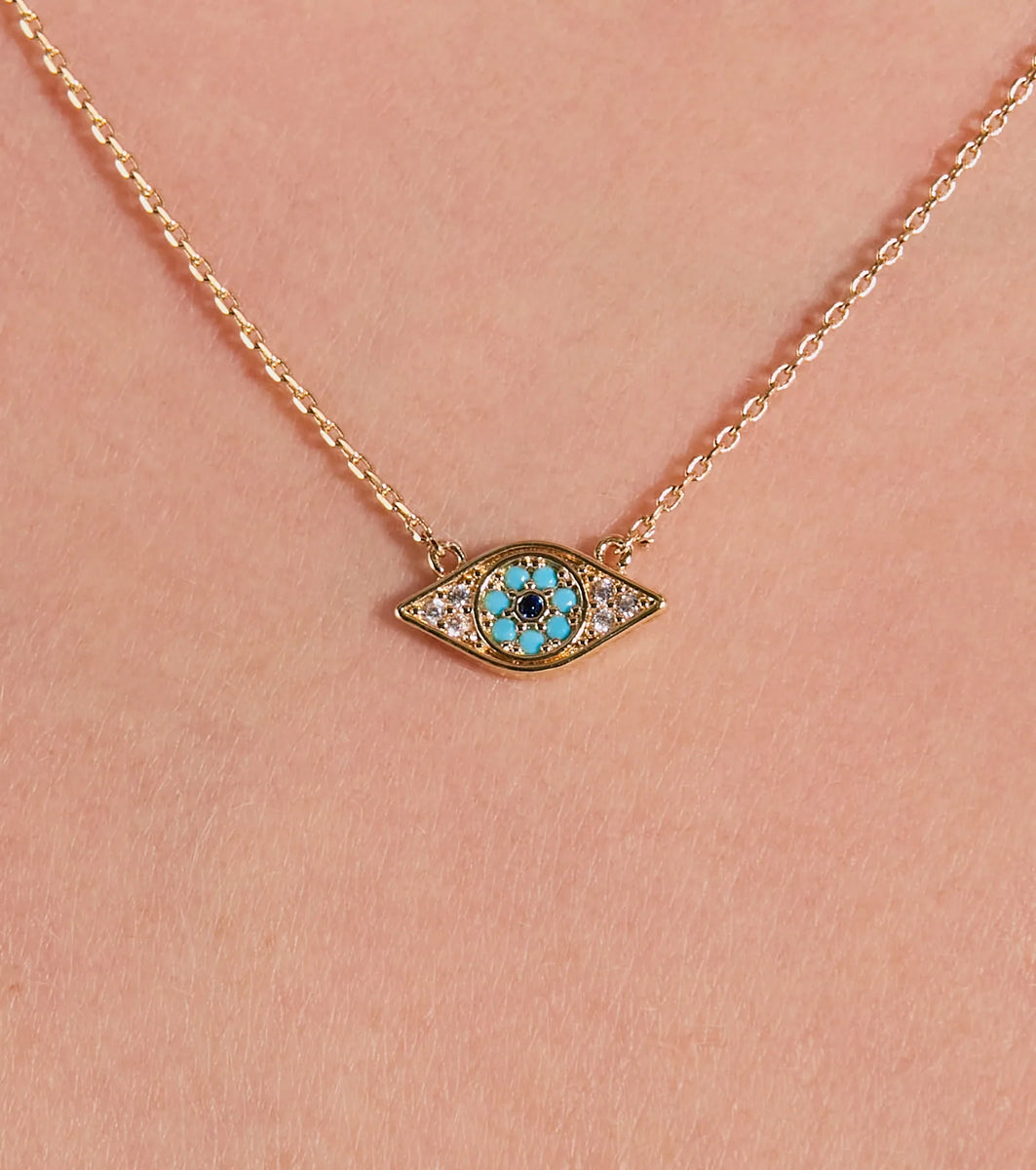 Dainty Cubic Zirconia Evil Eye Charm Necklace & Windsor