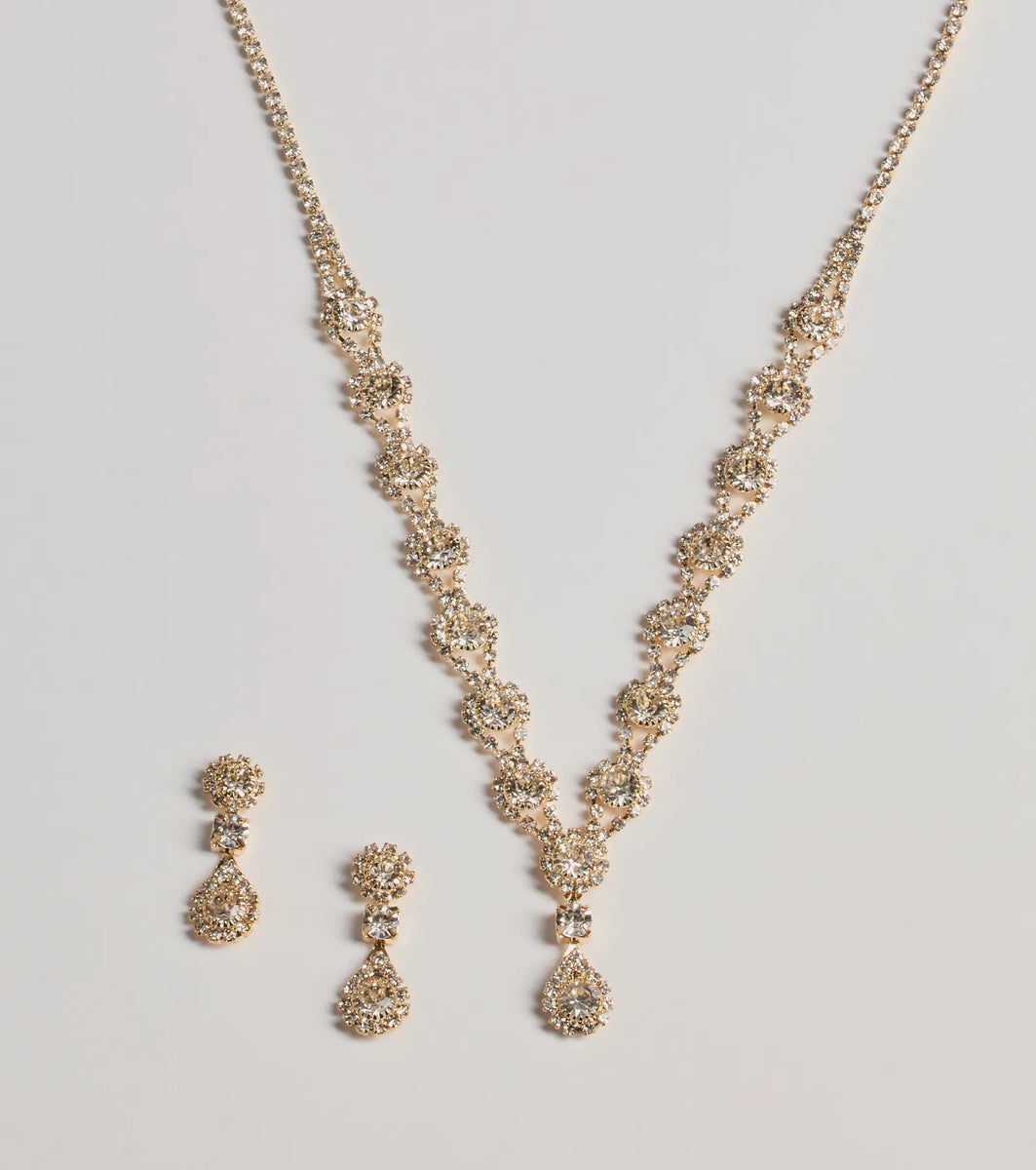 Time To Glow Rhinestone Necklace Set & Windsor