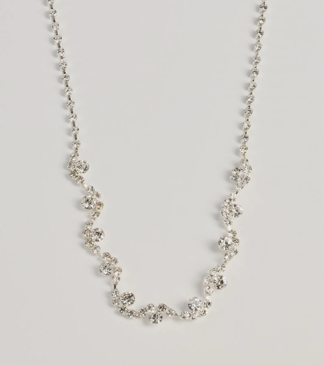 Radiant Allure Rhinestone Cluster Necklace & Windsor