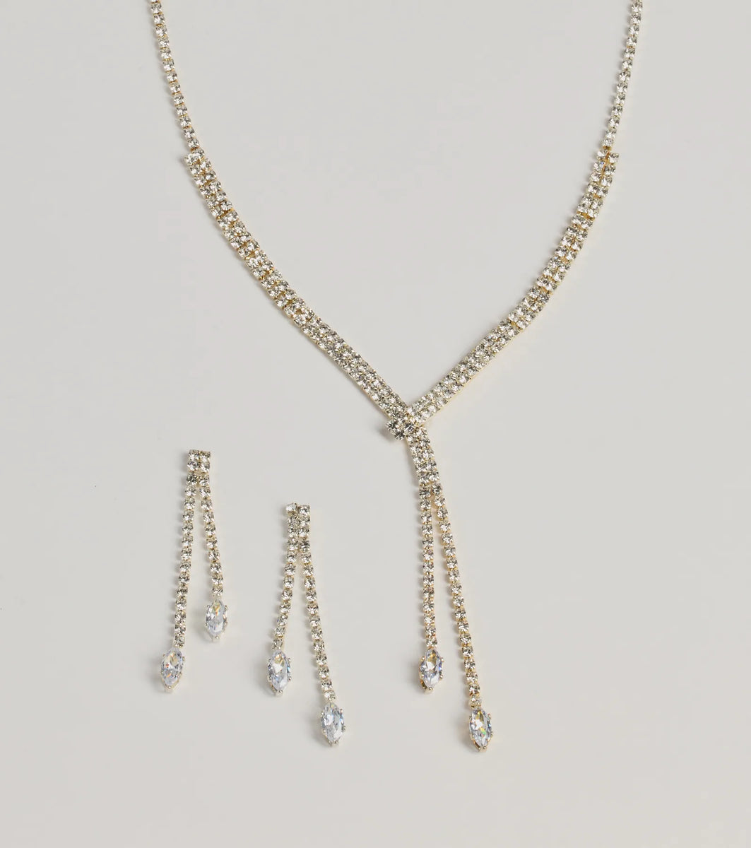 Gleaming Luxe Rhinestone Necklace Set & Windsor