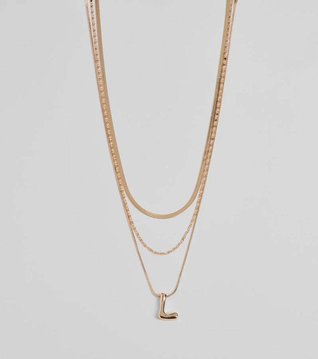 L Initial Layered Bubble Necklace & Windsor