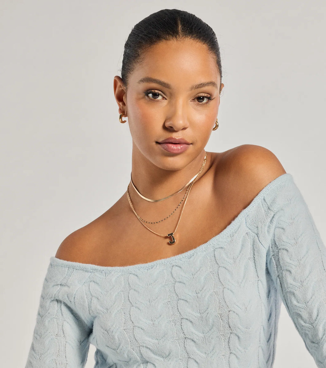 J Initial Layered Bubble Necklace & Windsor