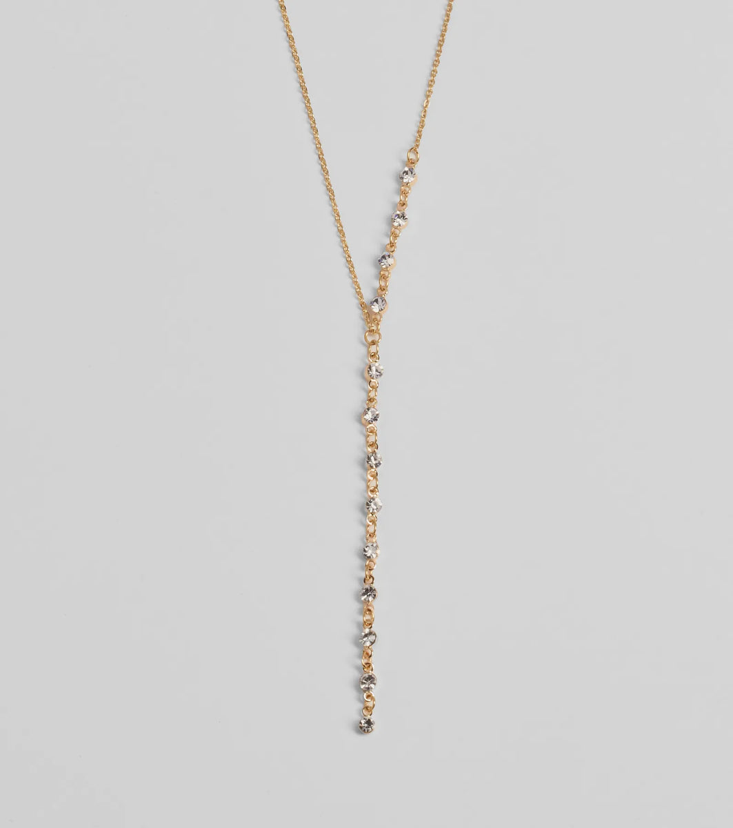 Dainty Sparkle Rhinestone Lariat Necklace & Windsor