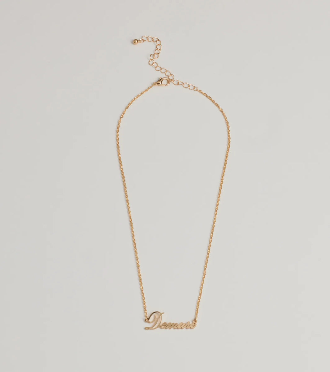 Demure Script Dainty Chain Necklace & Windsor