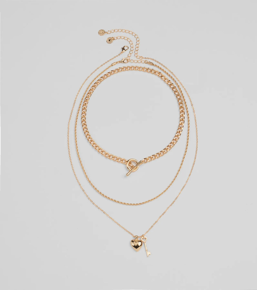 Endless Love Heart Charm Three-Pack Necklace & Windsor