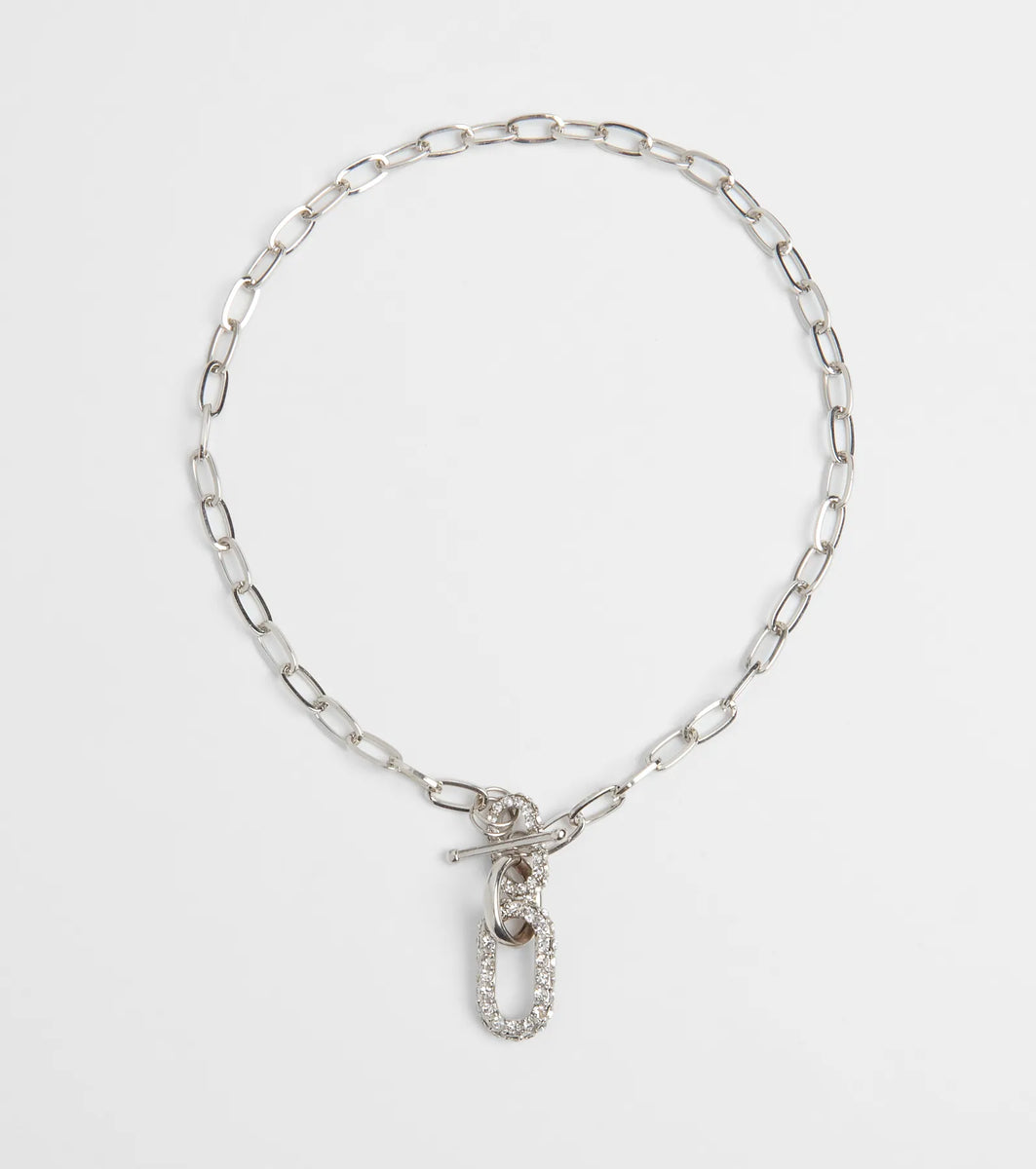 Cultivated Glam Rhinestone Chain-Link Necklace & Windsor