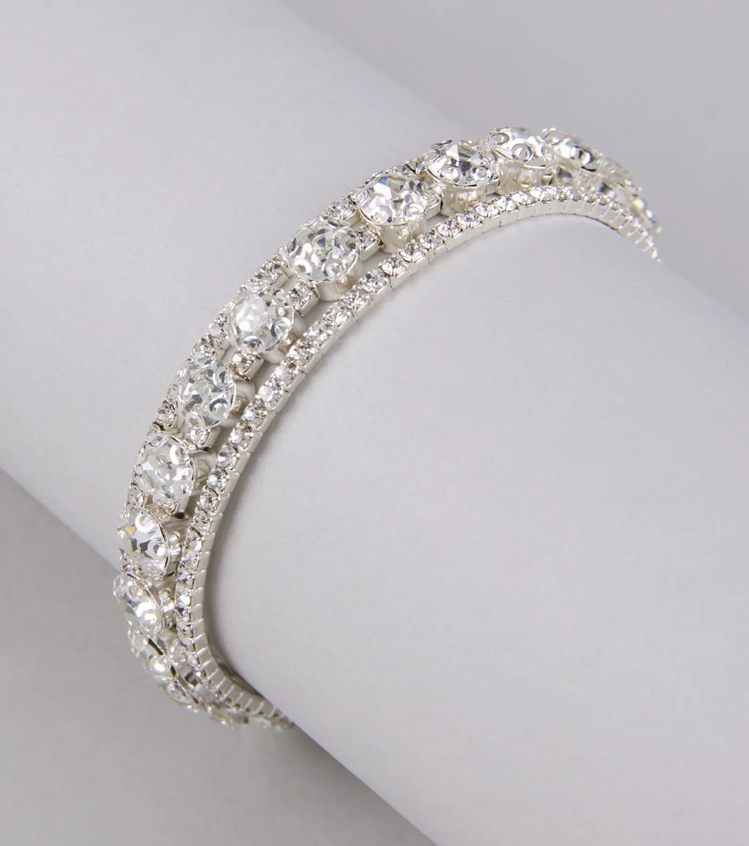 Stacked in Sparkle Rhinestone Memory Wire Bracelet & Windsor
