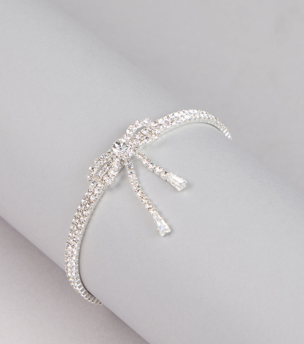 Classy Demure Rhinestone Bow Bracelet & Windsor