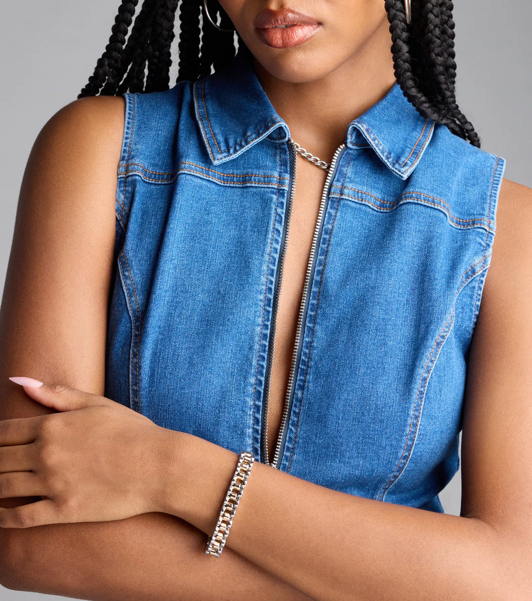 All About Edgy Two Tone Stretch Bracelet & Windsor