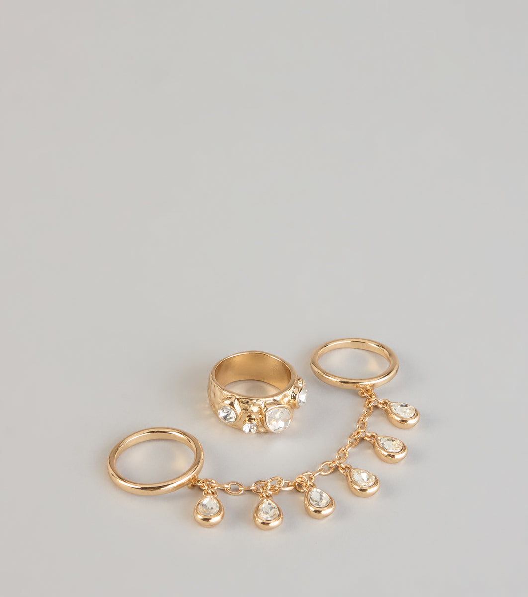 Golden Drip Chain Ring Set & Windsor