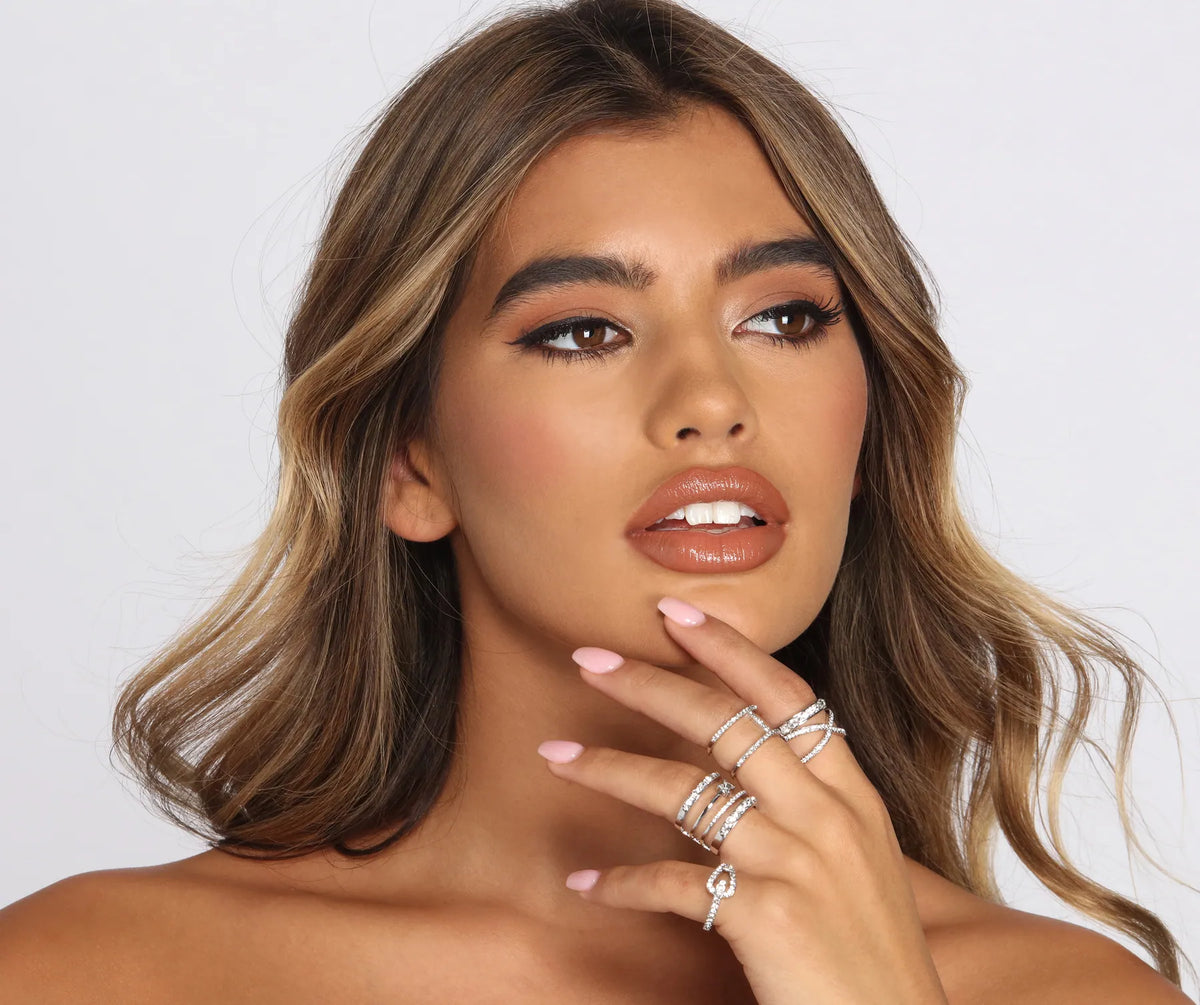 Stacks On Stacks Rhinestone Ring Set & Windsor