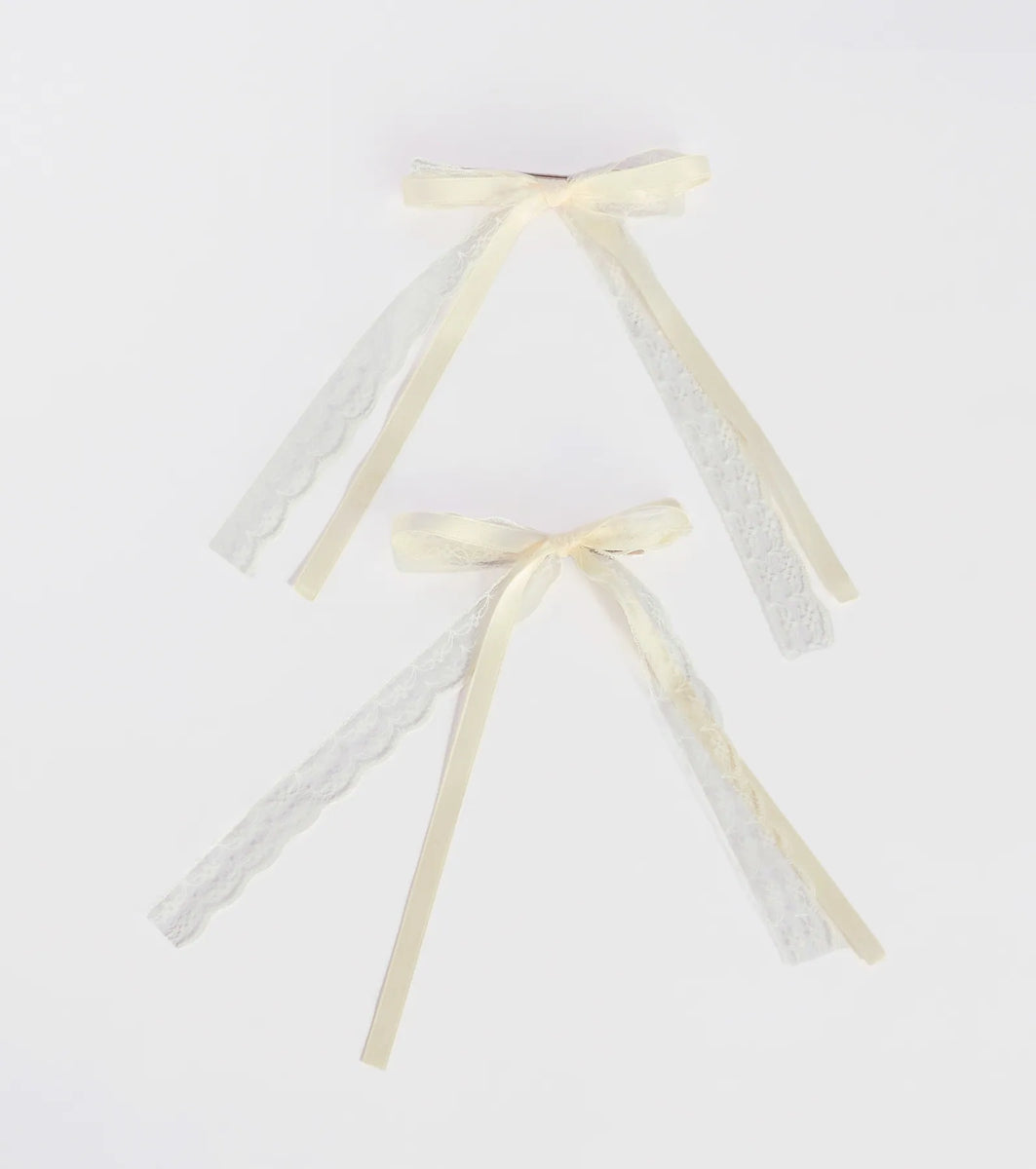 Dainty Chic Lace Bow Barrettes & Windsor