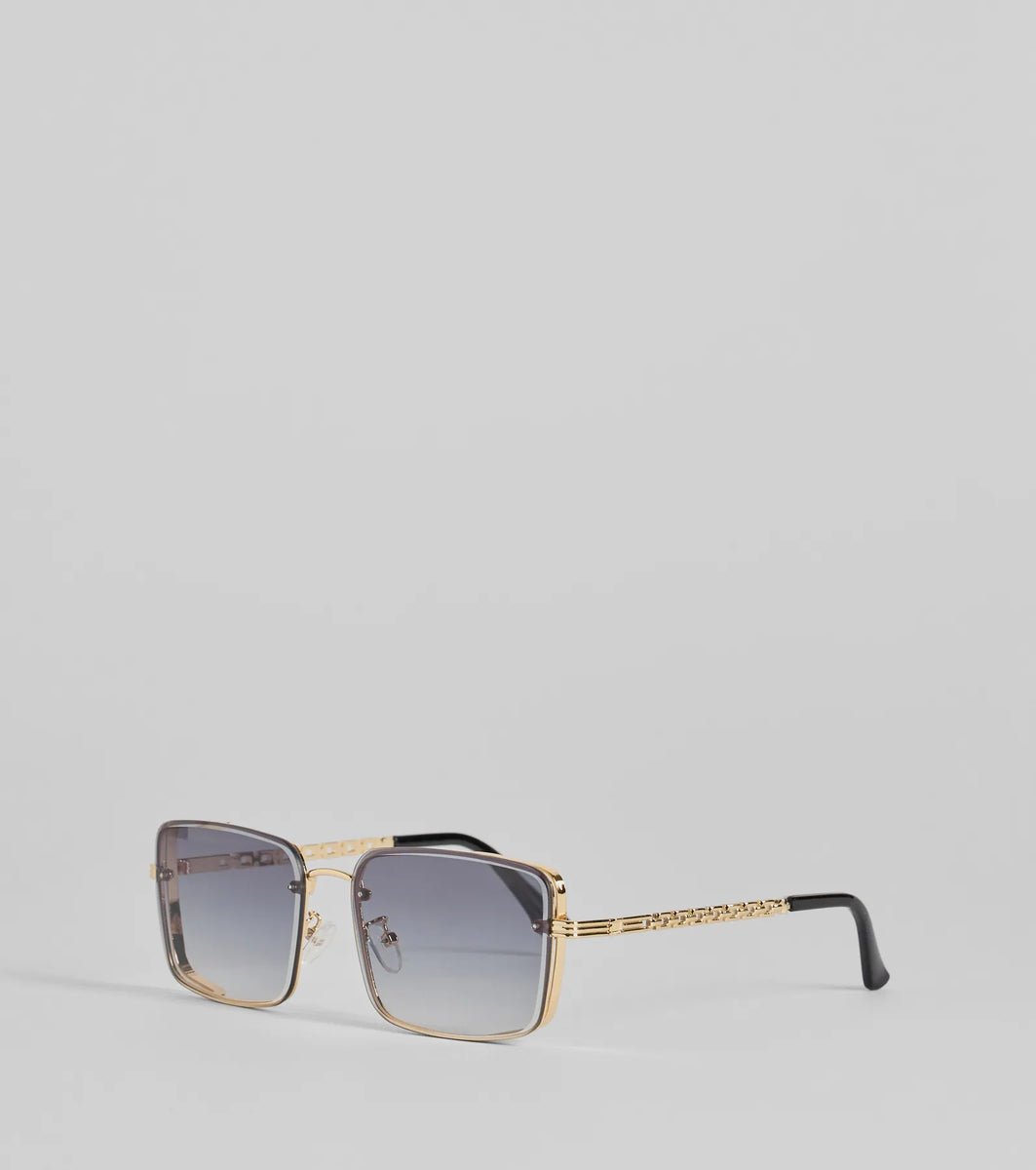 Living Sleek Square Chain Trim Sunglasses & Windsor