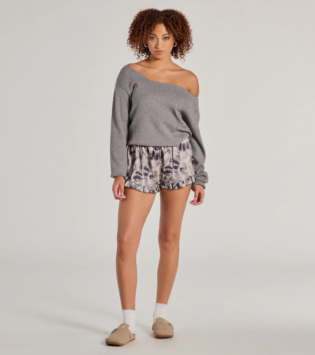 Cute Vibe Tie-Dye Satin Ruffled Shorts & Windsor