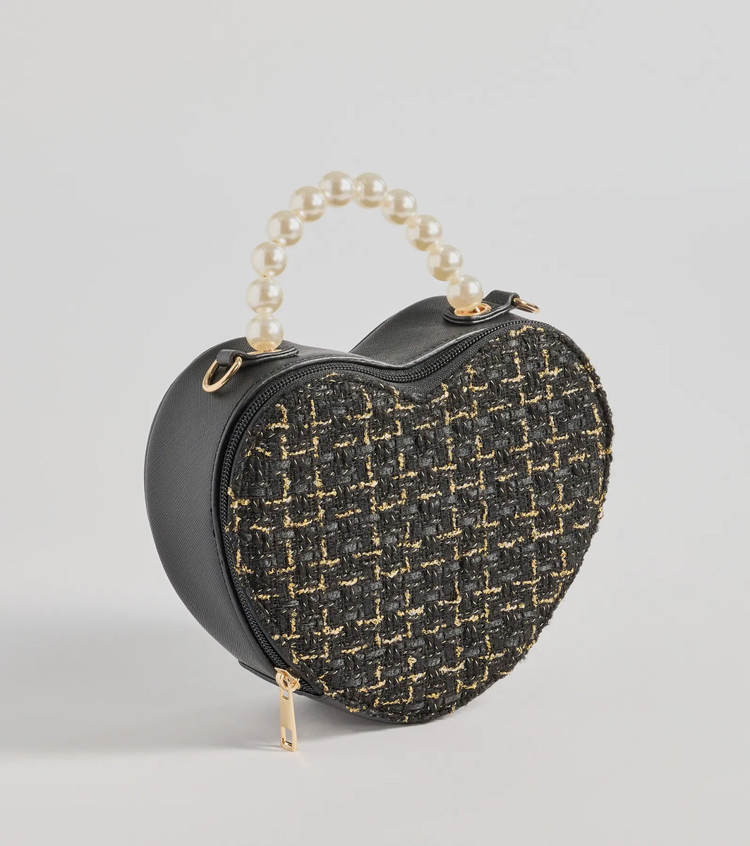 Fab Icon Houndstooth Tweed Heart Bag & Windsor
