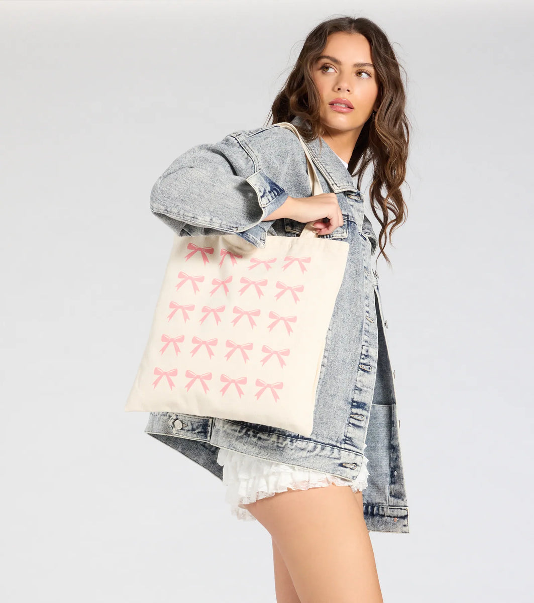 Cute Reputation Bow Graphic Canvas Tote Bag & Windsor