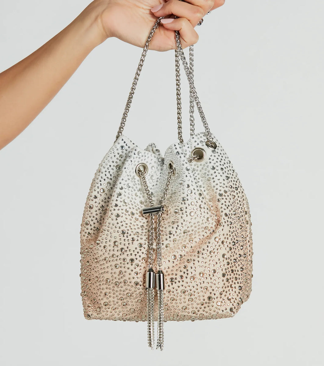 Color Me Glam Ombre Rhinestone Bucket Bag & Windsor