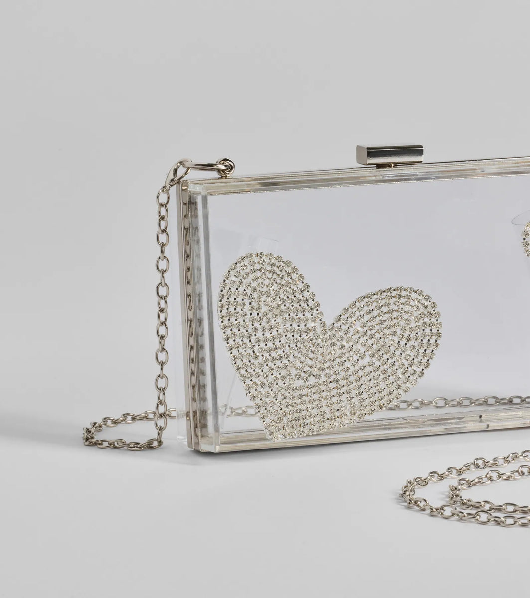 Heart's Content Rhinestone Clear Box Bag & Windsor