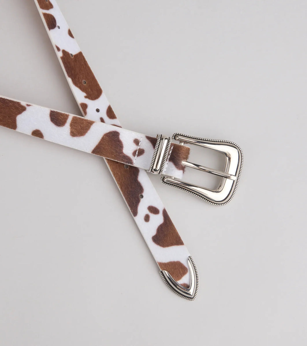 Rodeo Time Cow Print Belt & Windsor
