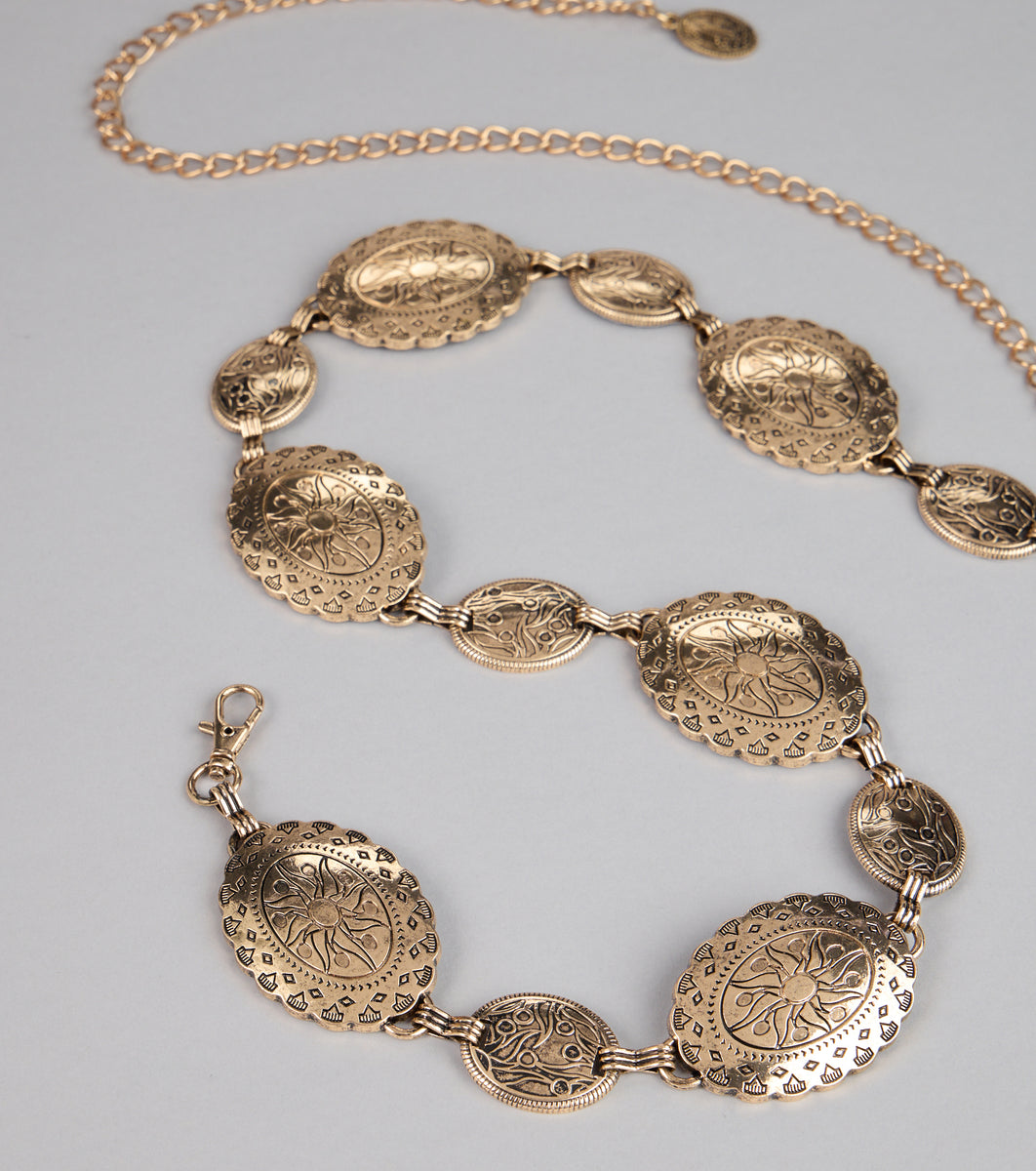 Gilded Elegance Medallion Chain Belt & Windsor