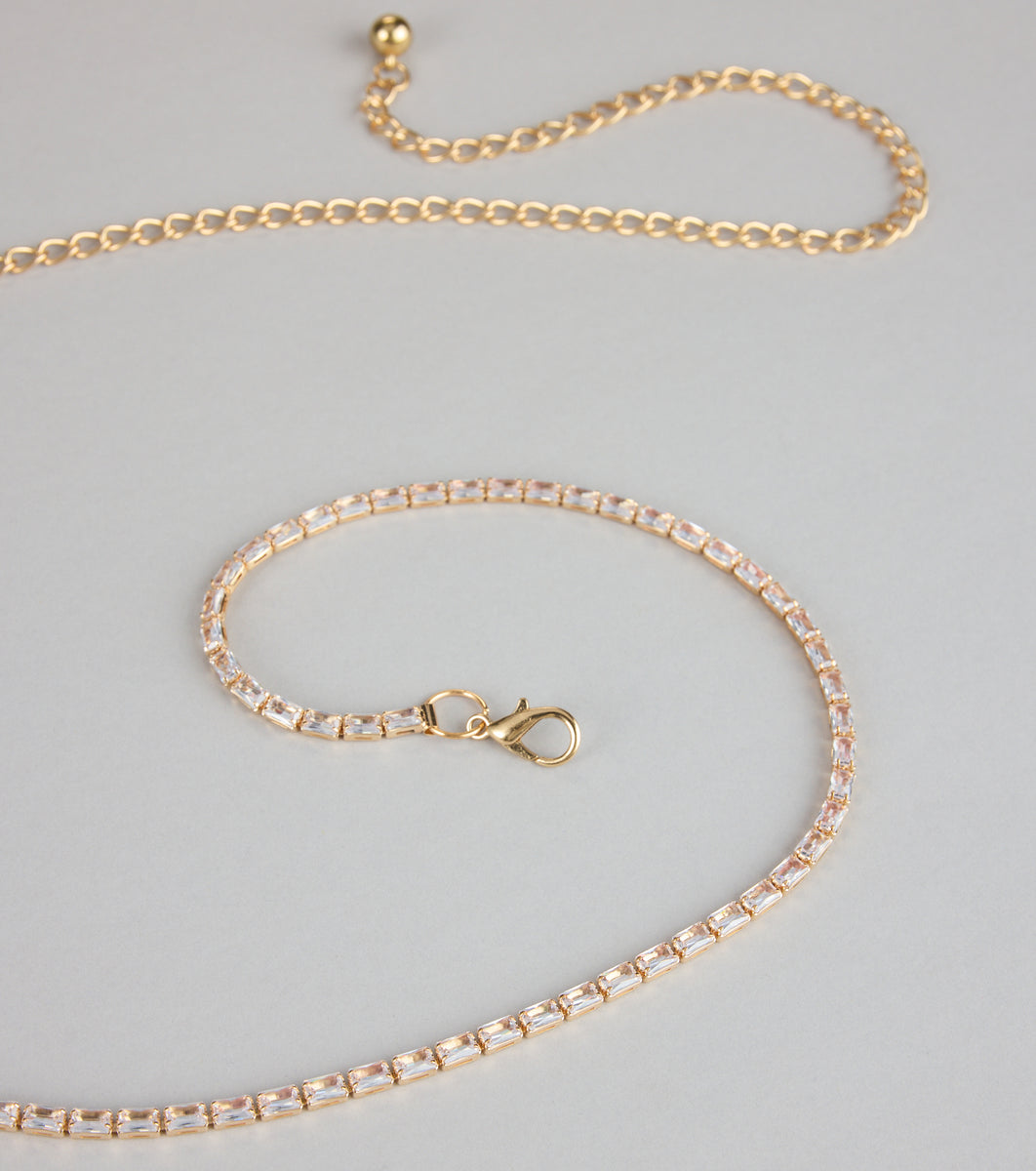 Soft Shine Dainty Rhinestone Chain Belt & Windsor