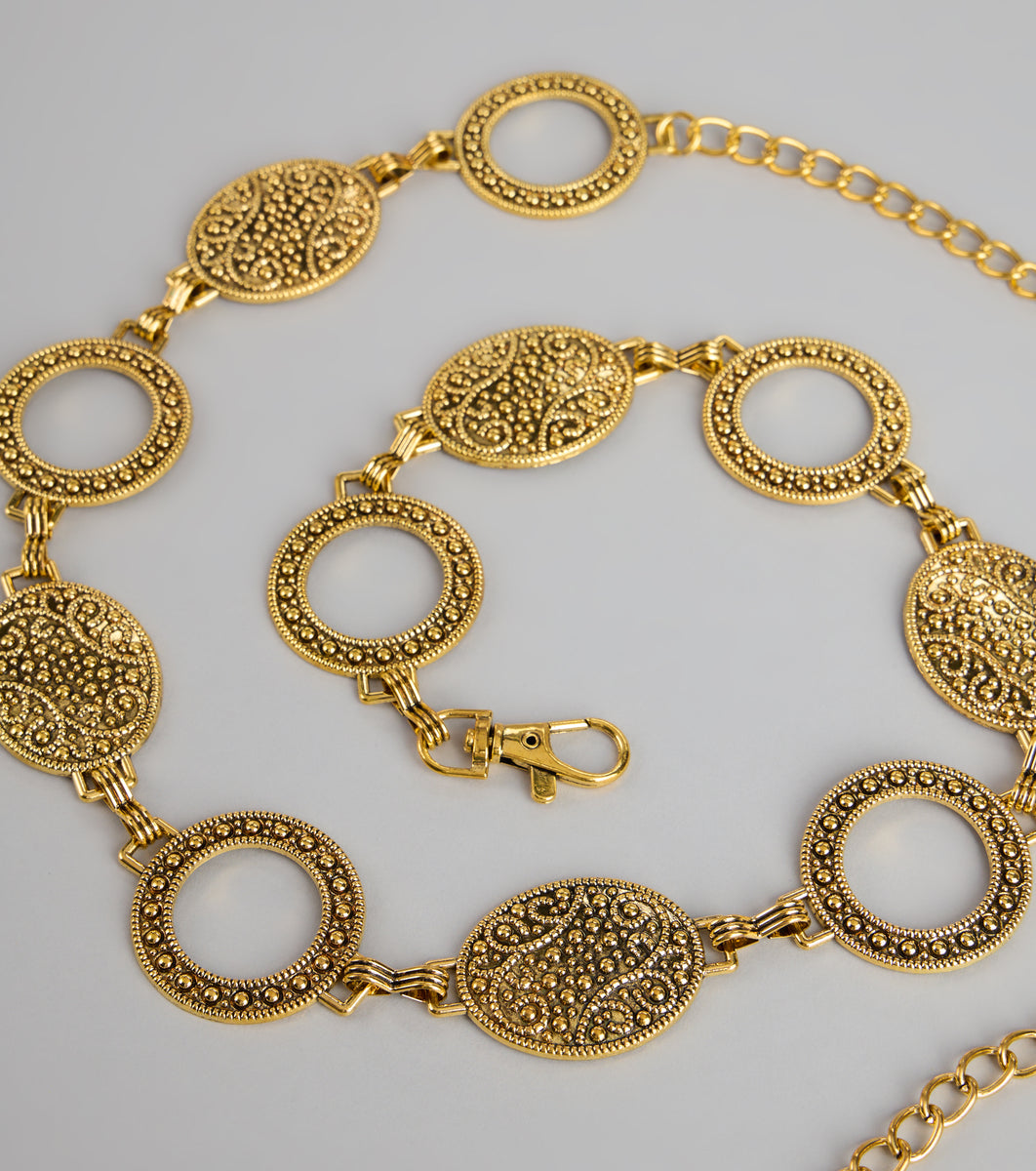 Gilded Era Textured Concho Chain Belt & Windsor