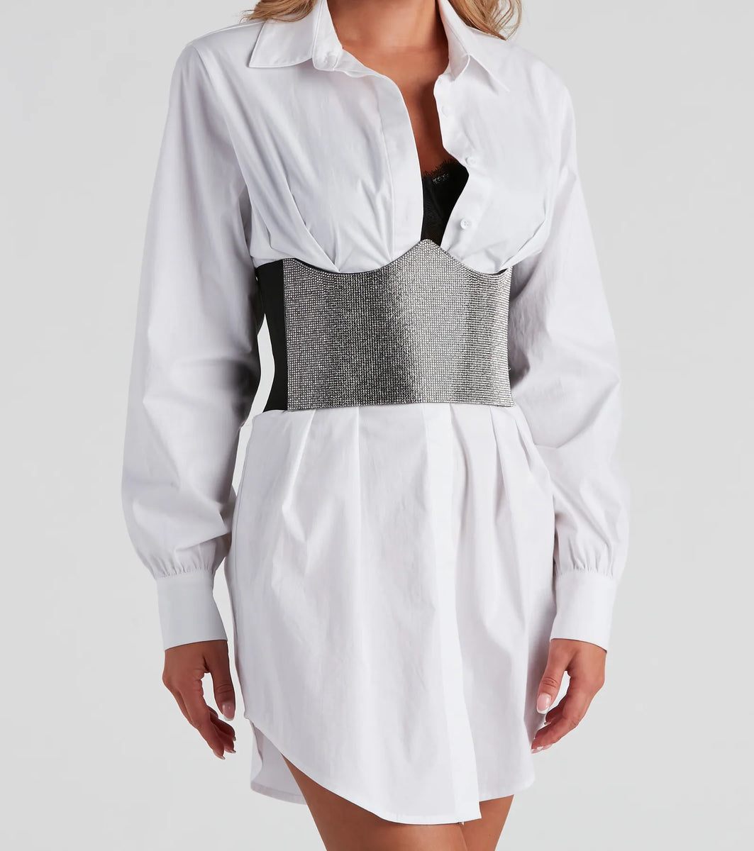 Edgy-Glam Rhinestone Corset Belt & Windsor